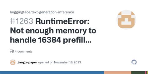 runtimeerror not enough memory to handle 16384 prefill tokens you