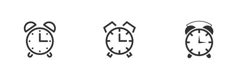Alarm Clock Vector Icon Isolated On White Background Simple Line Outline Style Vector
