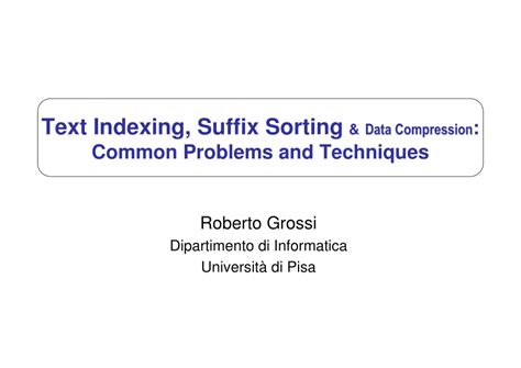 Pdf Text Indexing Suffix Sorting And Data Compression Common Problems And Techniques