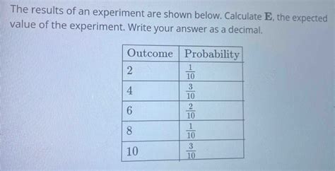 Solved The Results Of An Experiment Are Shown Below Calculate E The