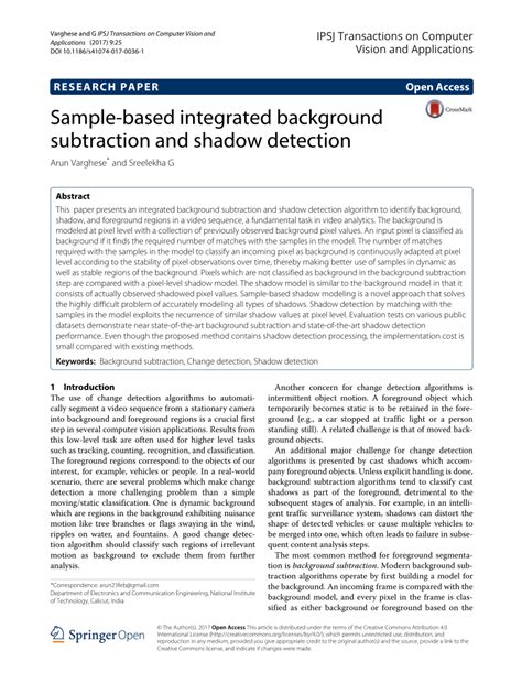 Pdf Sample Based Integrated Background Subtraction And Shadow Detection