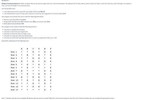 Solved Problem Airplane Seating Assignment Write Chegg