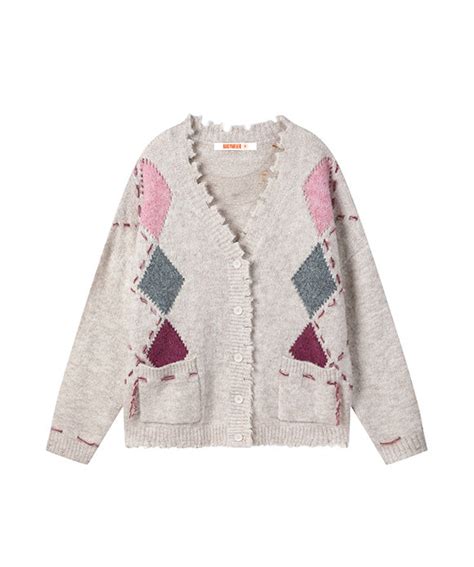 Bakyarder Vintage Color Block Cardigan Sweater