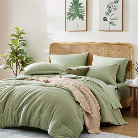 Wrensonge Sage Green Queen Comforter Set 7 Pieces Soft Microfiber Comforters Queen Size With