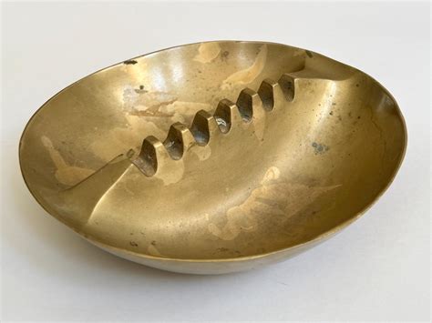 Mid Century Solid Brass Ashtray Minimalist Mcm Decor