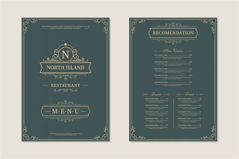 레스토랑 메뉴 디자인 카페 커피 하우스 레스토랑 바 벡터 브로셔 템플릿 음식과 음료 로고 타입 기호 디자인 빈티지 배경 그릇에 대한 스톡 벡터 아트 및 기타 이미지 Istock