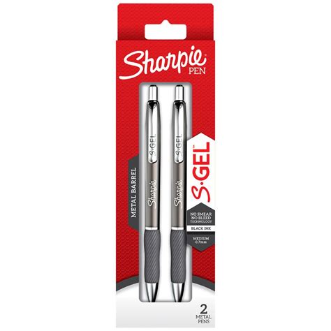 Sharpie S Gel Metal Retractable Gel Pens 07mm Black 2 Pack Officeworks