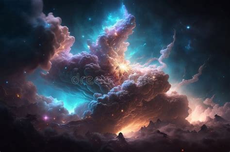 Generative AI Abstract Clouds With Stars Stock Illustration Illustration Of Ethereal