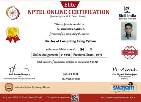 Dharun Prasanth S On Linkedin Pythonprogramming Achievement