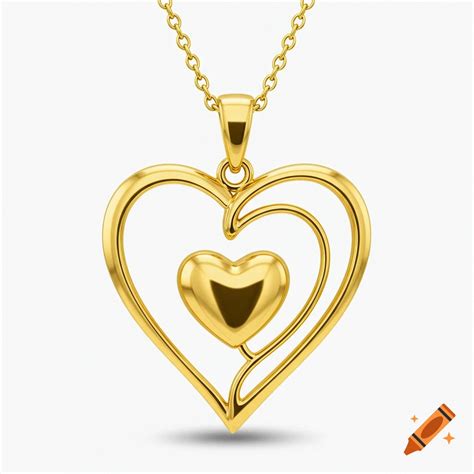 A Delicate Gold Necklace Pendant Featuring A Large Hollow Heart With A