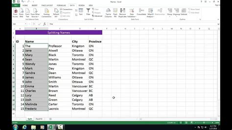 Excel Split A Column And Using Flashfill Youtube