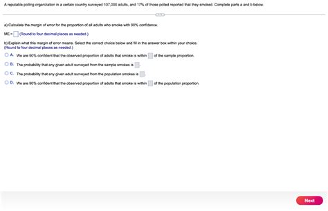 Solved B Explain What This Margin Of Error Means Select Chegg Com