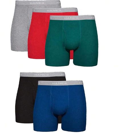 Hanes Mens Tagless Cool Dri Boxer Briefs 5 Pack With Comfortflex