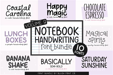 Mega Notebook Handwriting Font Bundl A Handwritten Font By Blush Font Co