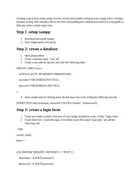 login xampp pdf user computing login