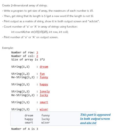 Solved Create 2 Dimensional Array Of Strings Write A