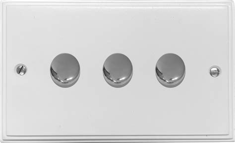 Vw523 Pc Victorian White Led Dimmer 3 Gangpolished Chrome Caps G