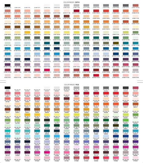Printable Color Chart With Hex Values Colors Rgb Color
