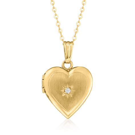Ross Simons Diamond Accented Heart Locket Necklace In 10kt Yellow Gold