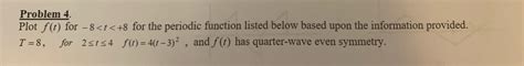 Solved Problem 4 Plot F T For 8 Chegg Com