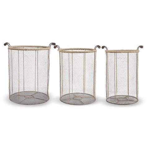 Double Handle Rustic Wire Baskets W Jute Rim Allure