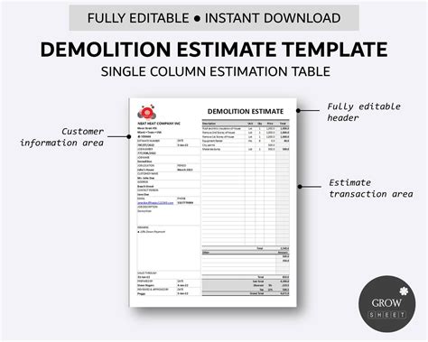 Demolition Quote Template Prntbl Concejomunicipaldechinu Gov Co