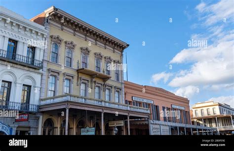 Historic Riverfront Buildings And Wharf In Old Sacramento California