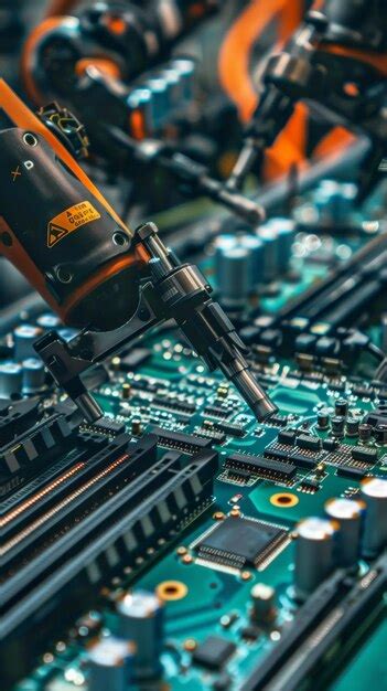 Robotic Arm Assembling A Circuit Board Premium Ai Generated Image