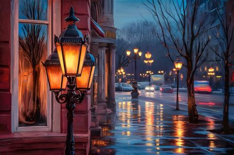 Close Up Shot Of A Street Lamp At Night Premium Ai Generated Vector