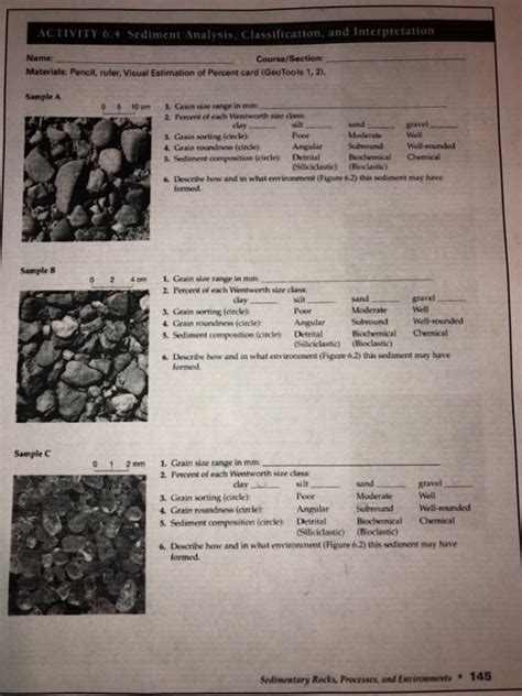 Solved Activity 64 Sediment Analysis Classification And