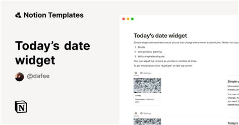 Todays Date Widget Template Notion Marketplace