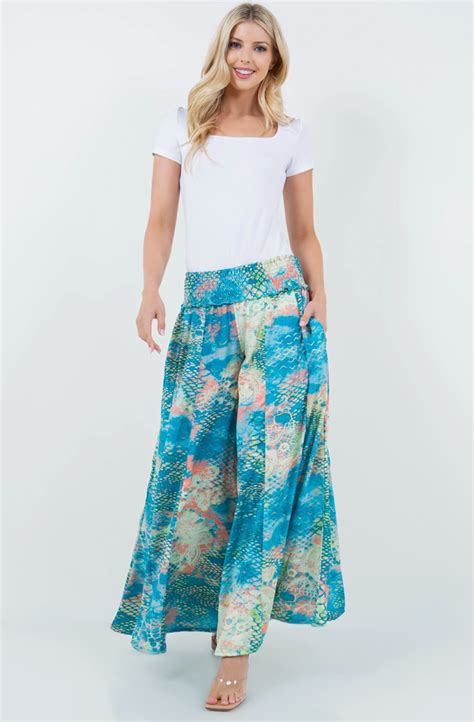 Printed Palazzo Pant Blue Multi Thats Invintage