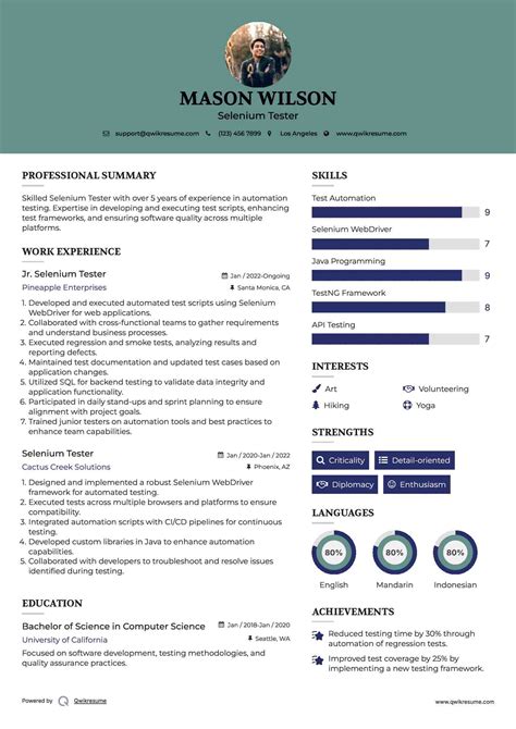 10 Selenium Tester Resume Samples And Templates For 2025
