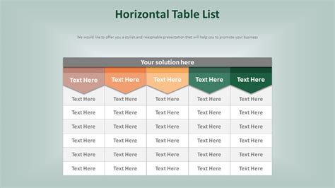 Horizontal Table List Diagram