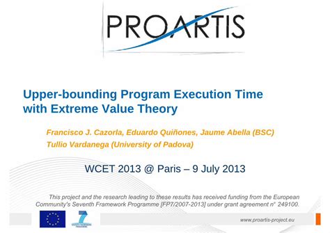 Pdf Upper Bounding Program Execution Time With Extreme Value Theory Wcet2013imagfrslides
