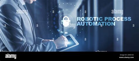 Rpa Robotic Process Automation Technology Concept On Virtual Screen