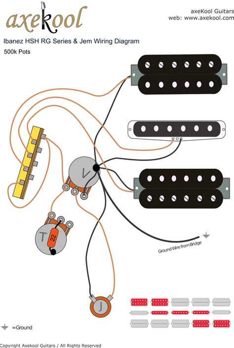 Ibanez Hsh Rg And Jem Wiring Diagram And Fitting Instructions