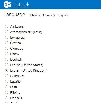 Change Language Settings On Outlook CCM