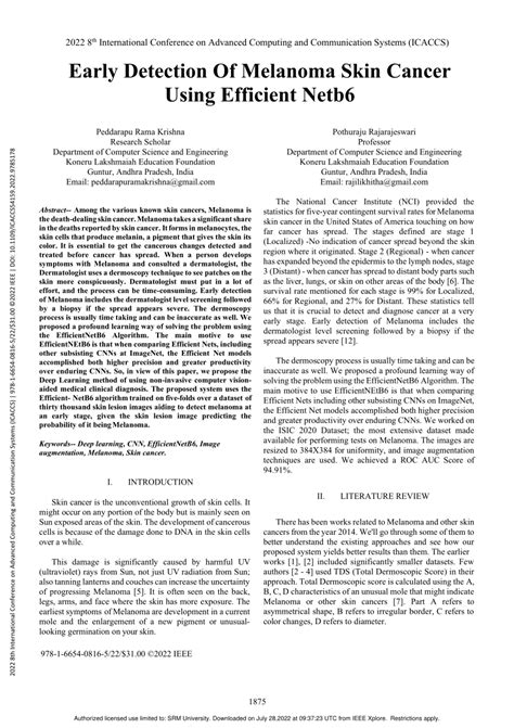 Pdf Early Detection Of Melanoma Skin Cancer Using Efficient Netb6
