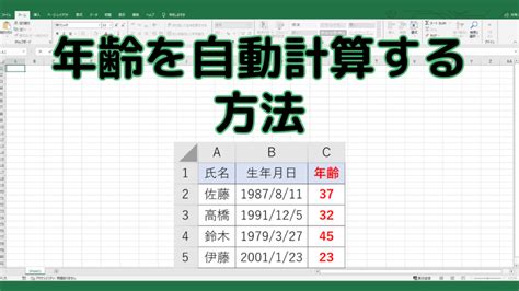 【excel エクセル で年齢を算出】生年月日から年齢を自動計算する関数の使い方 excel攻略wiki