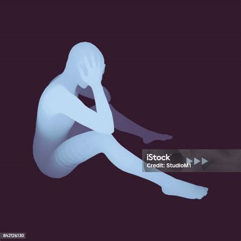 사상가 포즈 남자입니다 남자 비즈니스 과학 심리학 또는 철학 벡터 일러스트 레이 션의 3d 모델 두통에 대한 스톡 벡터 아트 및 기타 이미지 Istock