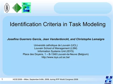 Identification Criteria In Task Modeling Ppt
