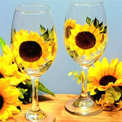 Sunflower Glasses Etsy