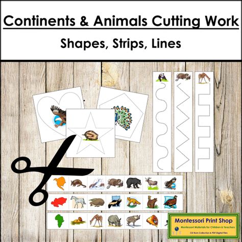 Continents And Animals Cutting Work Scissor Practice Made By Teachers