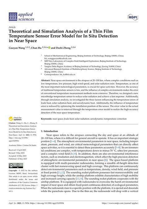 Pdf Theoretical And Simulation Analysis Of A Thin Film Temperature Sensor Error Model For In