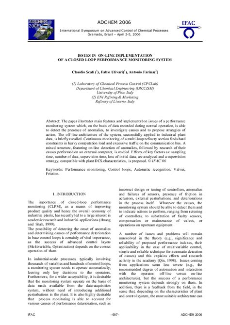 Pdf Issues In On Line Implementation Of A Closed Loop Performance