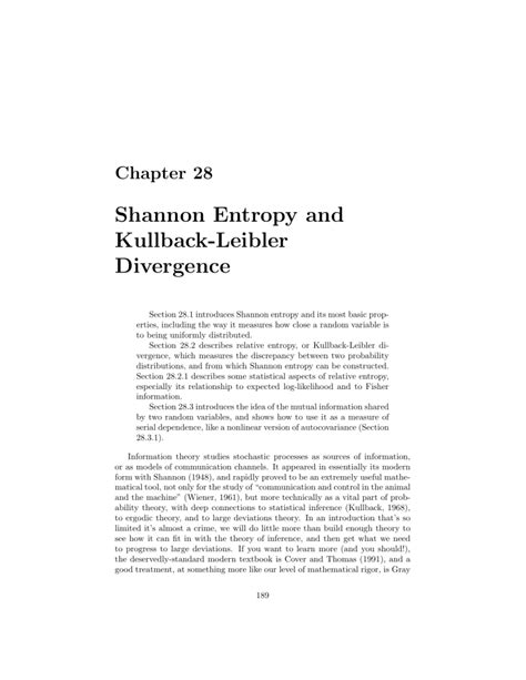 shannon entrophy and kullback leibler divergence
