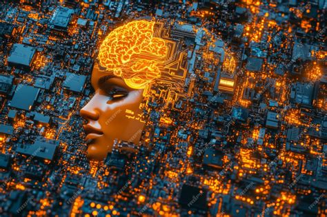 Neural Circuits Digital Brain Brain Pathways Robotic Cognition And Synaptic Link Womans Head