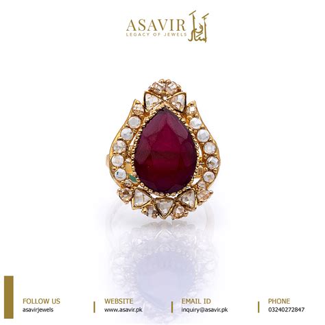 Gold Touch Tear Drop Ring Asavir