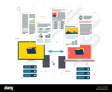 Transfer Data Between Computer And Laptop Concept Backup Data And